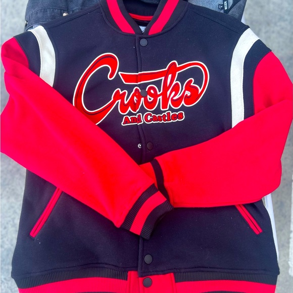 Jackets & Coats | Crooks Castles Red Black Varsity Jacket Size Medium ...
